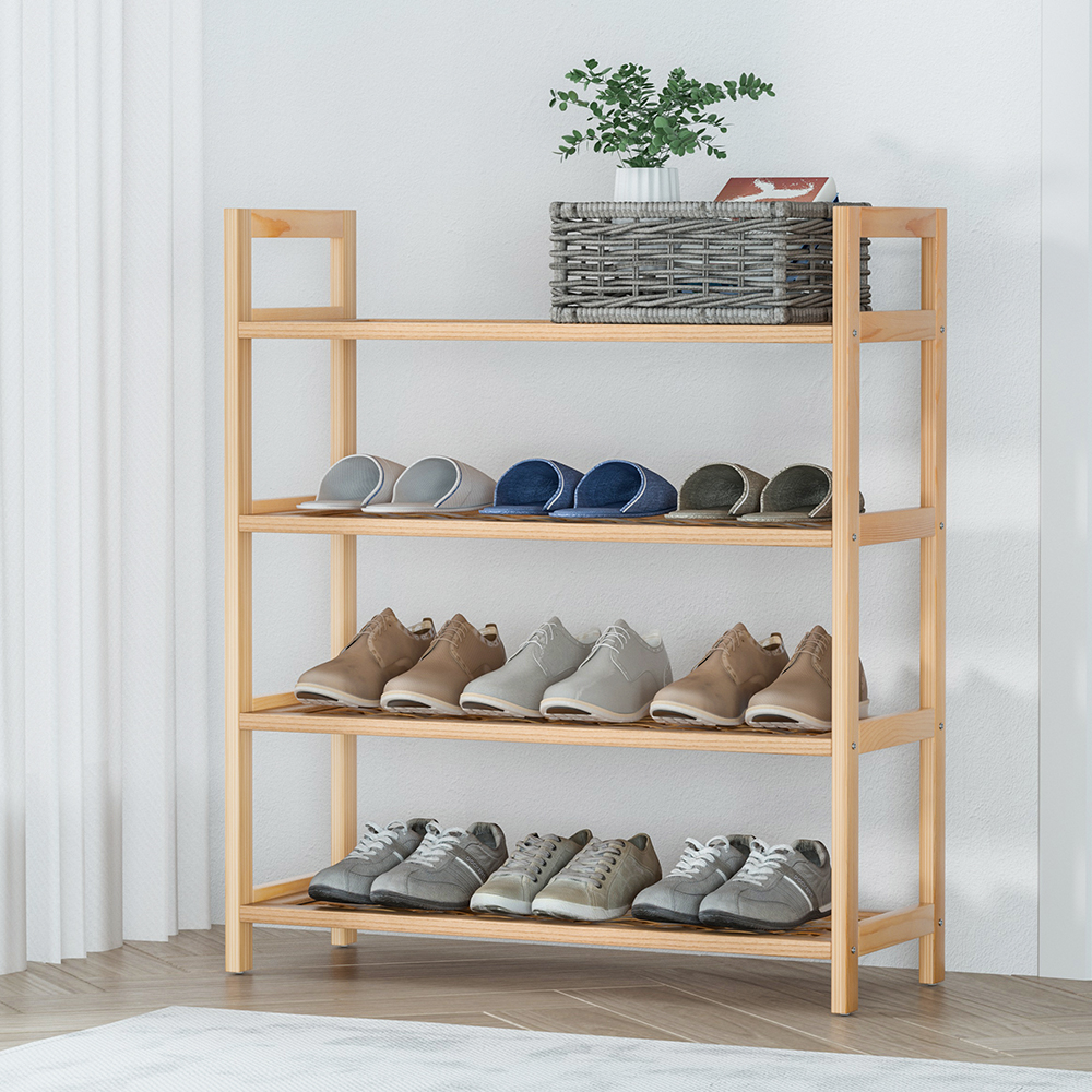 Artiss 4-tier Shoe Rack 12 Pairs Shoe Storage Weaved Shelves - ineda